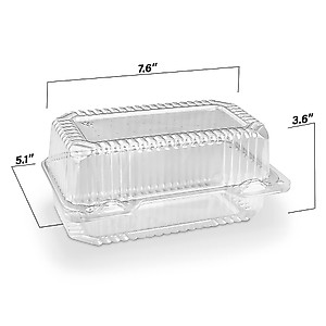 Disposable Sturdy Plastic Hinged Loaf Containers - Durable Small Hoagie Container (Pack of 40) by MT Products - Made in The USA