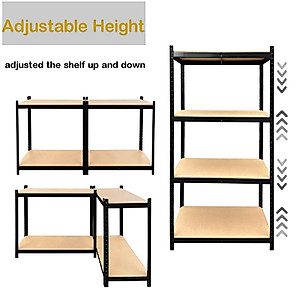 4 Shelf Black Garage Shelving Unit, Adjustable Heavy Duty Storage Shelving Unit 1410lbs Capacity, Commercial Metal Shelving for Pantry Kitchen Pantry Closet, 64H x 31W x 16D in