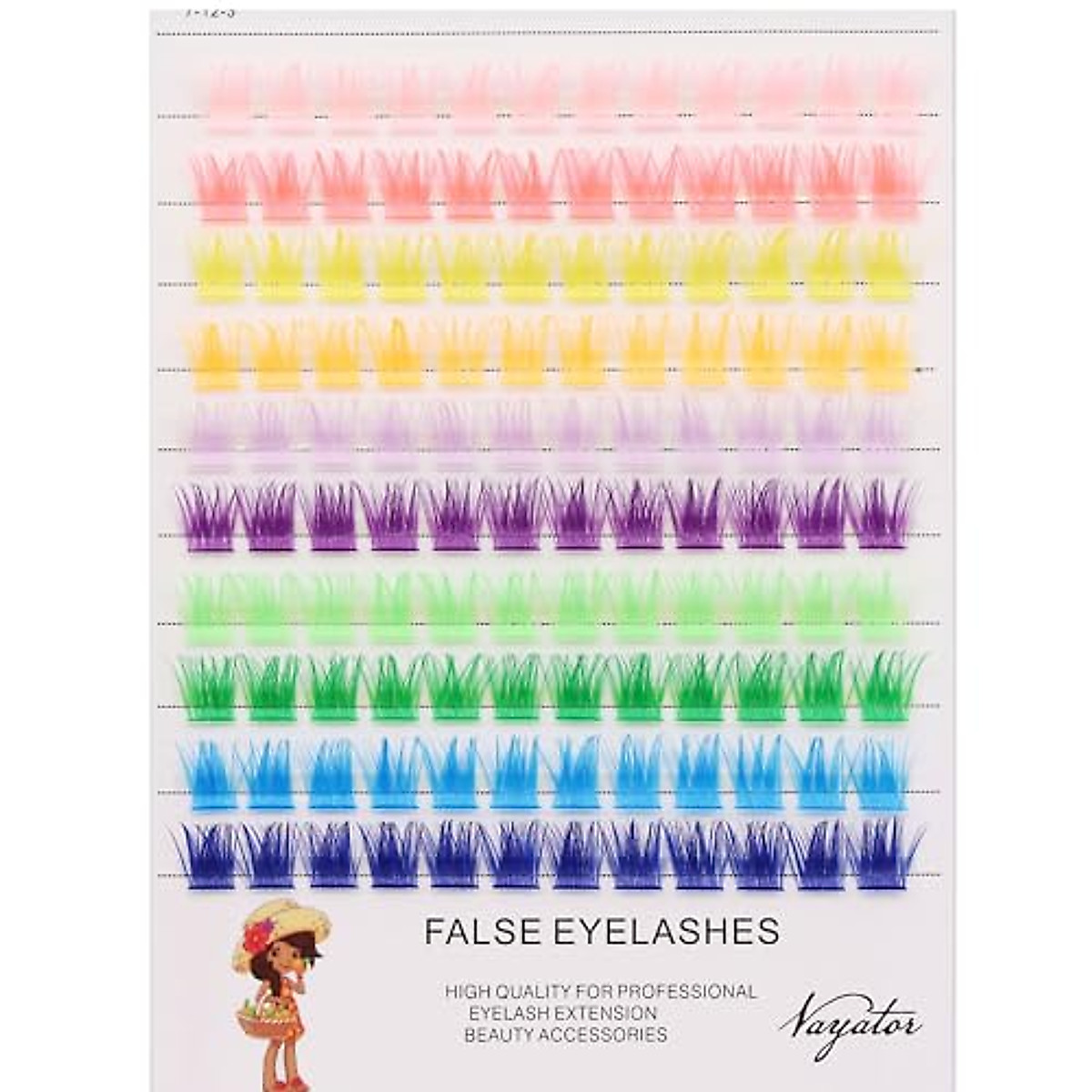 Vayator wide stem with various colored false eyelashes D curl eyelash string 10-20mm Choose professional makeup personal eyelash string Grafted eyelash extension cluster（BN-10mm）