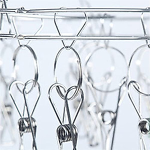 LIUZH Windproof Laundry Socks Gloves Hanger Foldable Stainless Steel Hanging Rack 20 Clothespin Drying Racks