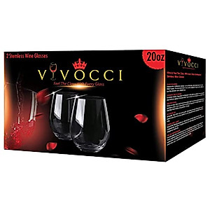 Vivocci Unbreakable Elegant Plastic Stemless Wine Glasses 20 oz | 100% Tritan Heavy Base | Shatterproof Glassware | Ideal For Cocktails & Scotch | Perfect For Homes & Bars | Dishwasher Safe | Set of 2