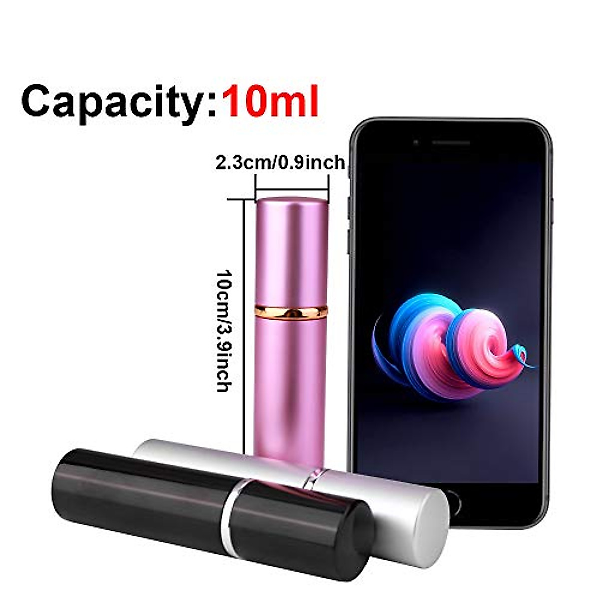 Zingso Refillable Travel Perfume Atomizer Bottles, 3 Pcs 10ml Mini Portable Spray Bottles Refillable Perfume Aftershave Atomizer Empty Travel Bottles with Funnel (10ml (Black+Silver+Pink))