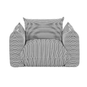 Tov Furniture Saint Tropez Pearl and Black Striped Stuffed Outdoor Armchair