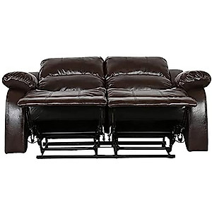 Blackjack Furniture Portico Leather Air Mid Century Modern Living Room Reclining, Den Loveseat, Brown