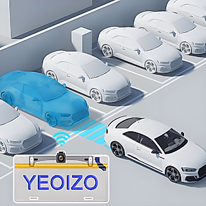 YEOIZO License Plate Wireless Backup Camera, 720P HD Back up Cameras for car, Front/Rear View Reverse Cam, 160° View Angle for iPhone iPad Android Smart Phones Tablets, Support Double Band WiFi