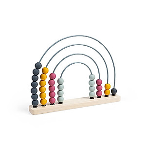 Bigjigs Toys FSC Certified Rainbow Abacus - Eco Wooden Abacus for Kids & Toddlers, 32 Food-Grade Silicone Beads, Early Development & Activity Toys, Quality Counting Toys