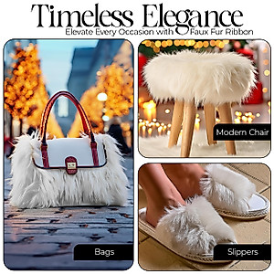 FabricLA Fur | Faux Fur Fabric | White Fur Ribbon Trim Fabric - 3" Wide x 36" Long (3 FT) Fake Fur Fabric - Soft Christmas White Faux Fur for Crafting, Sewing, and Decorating, Fur Trim Fuzzy Fabric