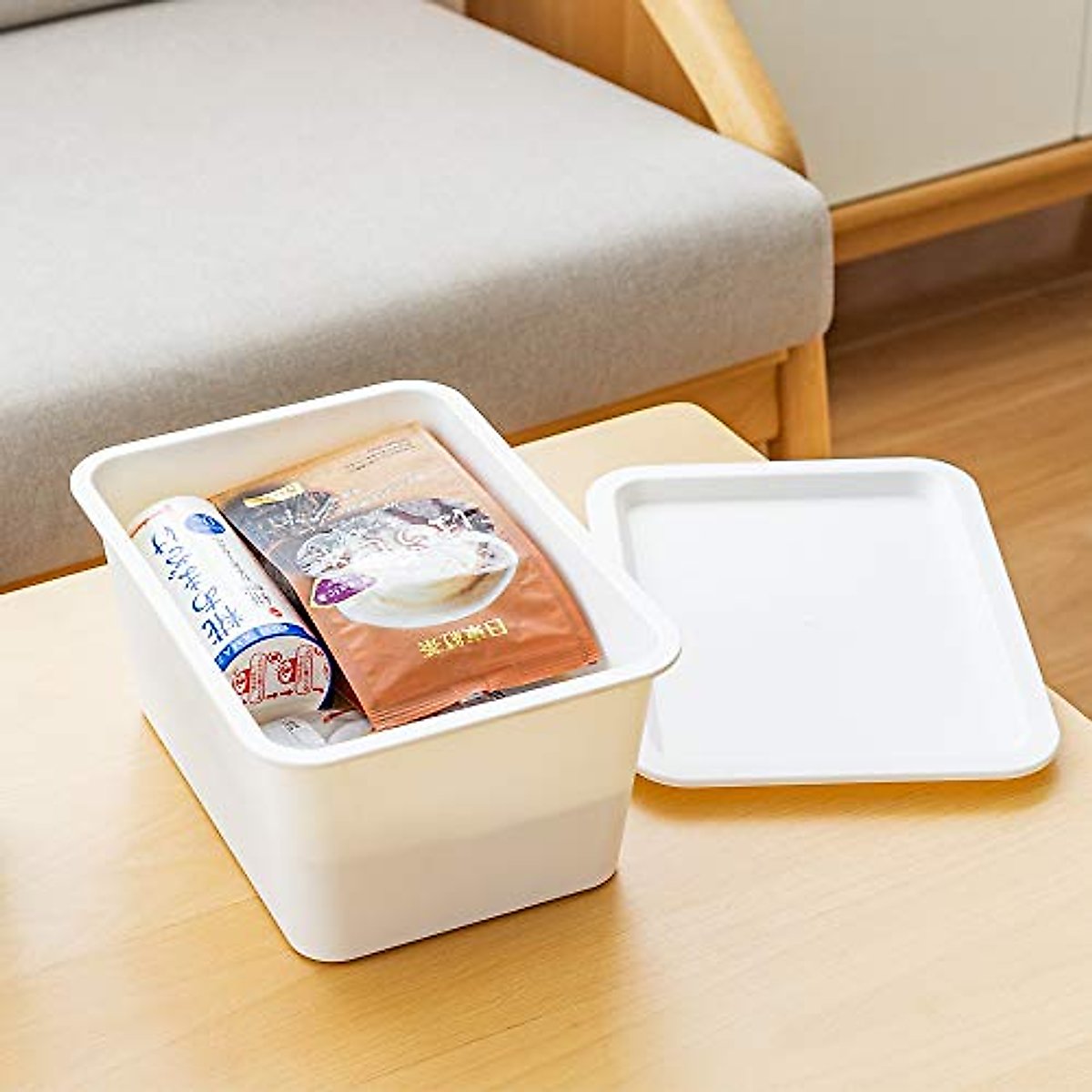Lunmore Small Storage Box Bin Container Cube Organizer Set Stackable Storage Basket Shelf Organizer Pack of 3