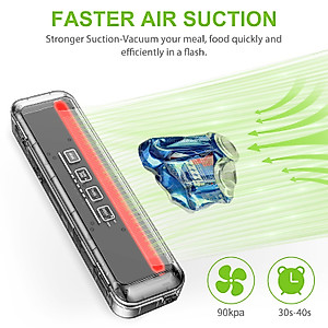 KOIOS Vacuum Sealer Machine, 90Kpa Automatic Food Sealer with Cutter, 8-in-1 Food Vacuum Machine, Pulse Function, Dry&Moist Modes, Compact Design, LED Indicator Lights, 10pcs bags included, Silver