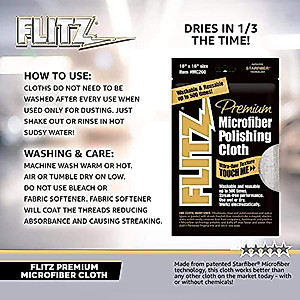 Flitz MC200-12A-12PK Thick 'n Thirsty Silver 16" x 16" Microfiber Cloth, 12-Pack