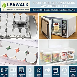 LEAWALK Plastic Deli Containers with Lids 16oz 48PACK,Freezer Food Storage Containers, Slime, Soup, Meal Prep Containers, BPA- Free,Stackable, Leakproof, Microwave,Dishwasher,Freezer Safe