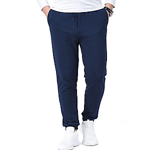 Zoulee Classic Drawstring-Waist Zipper Logo Jogger Pants with Zipper Fly Navy Blue 2XL