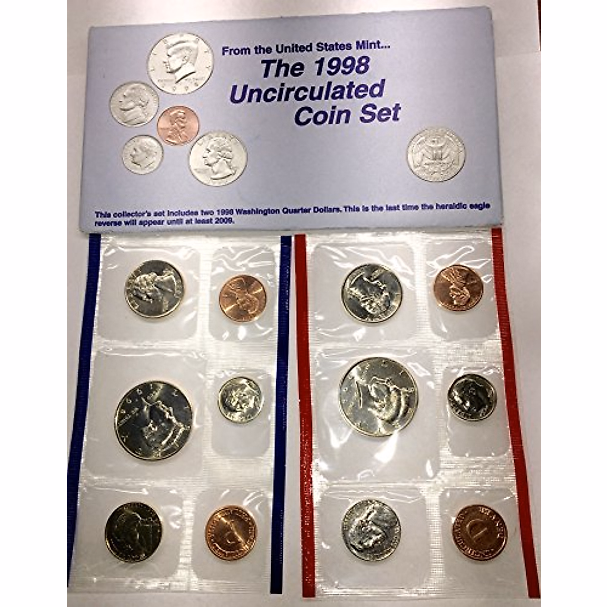1998 P D US Mint Set 10 Pieces comes in US mint Packaging Brilliant Uncirculated