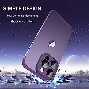 Losin Compatible with iPhone 14 Pro Max Case Borderless Design Camera Lens Protection Thin Lightweight Soft Silicone Frameless Case Shockproof Bumper Cover for iPhone 14 Pro Max 6.7 inch, Purple