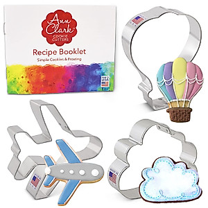 Air Travel Cookie Cutters 3-Pc. Set Made in USA by Ann Clark, Airplane, Cloud, Hot Air Balloon