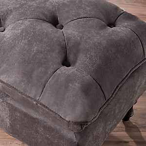 Christopher Knight Home Jeremy Tufted Fabric Ottoman, Grey