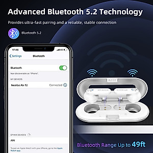 NexiGo Air T2 (Gen 2) Ultra-Thin Wireless Earbuds, Qualcomm QCC3040, Bluetooth 5.2, 4-Mic CVC 8.0 Noise Cancelling for Clear Calls, Volume Control, aptX, 28H Playtime, IPX5, Silver (Renewed)