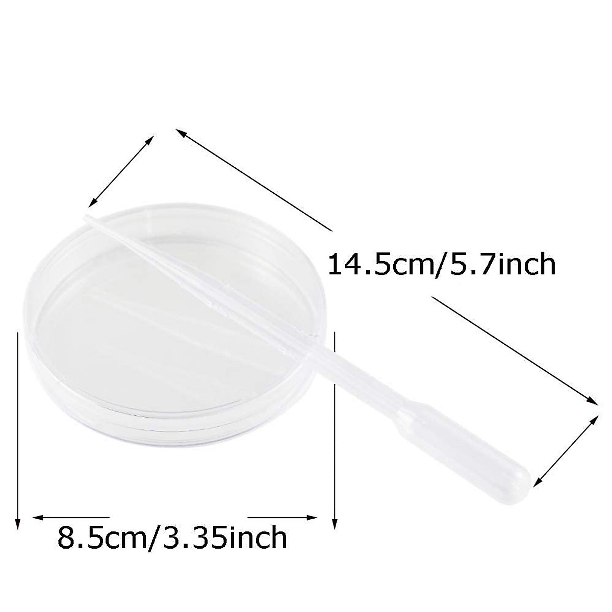 MEETOOT 10pcs Disposable Plastic Petri Dish 90x15mm with 5 2ml Thickened Plastic Transfer Pipettes for School Science Fair Project and Party