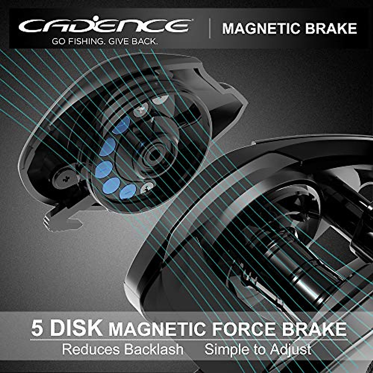 Cadence CB5 Baitcasting Reels Lightweight Graphite Frame Fishing Reels with 8 Corrosion Resistant Bearings Baitcaster Reels Carbon Fiber Drag Baitcast Reels with 6.6:1 Gear Ratio Casting