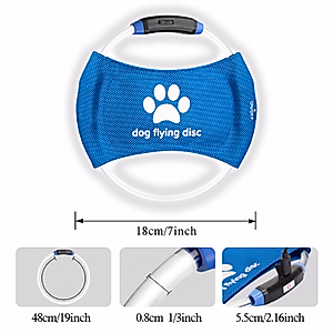 ZZYHSYXL 7 Inch Light Up Dog Flying Discs, 2 Pack Outside Dog Toys with 3 Light-Emitting Modes, Dog Flying Ring Toys for Physical Exercise, Outdoor Sports - Green Blue