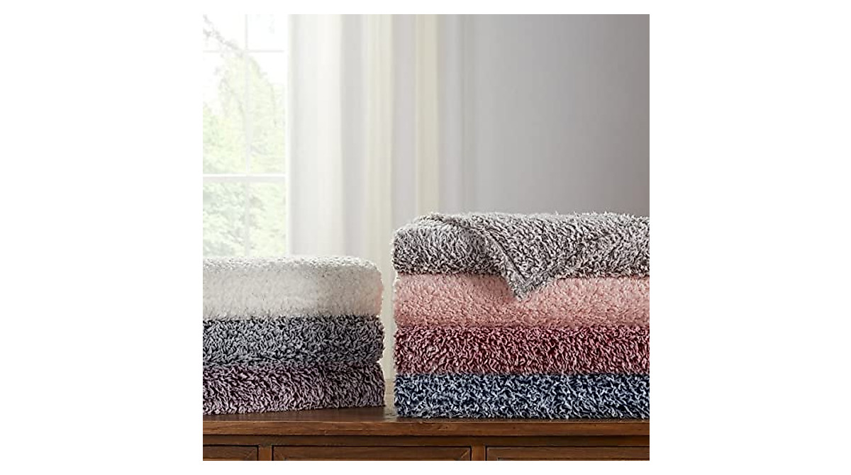Mainstays Lightweight Sherpa Throw Blanket 50" Gray Cozy & Soft