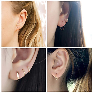 3 Pairs Sterling Silver Hoop Earrings for Women-925 Hypoallergenic Hoops Earrings Small Hoop Earrings for Women Men (8/10/12mm)