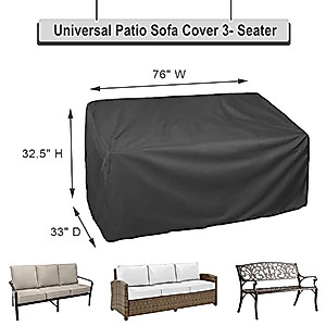 Outdoor Sofa Covers Waterproof Patio Furniture Covers Heavy Duty 600D Polyester UV Resistant Patio Cover with Air Vent and Handles (76"L x 32.5"D x 33"H)