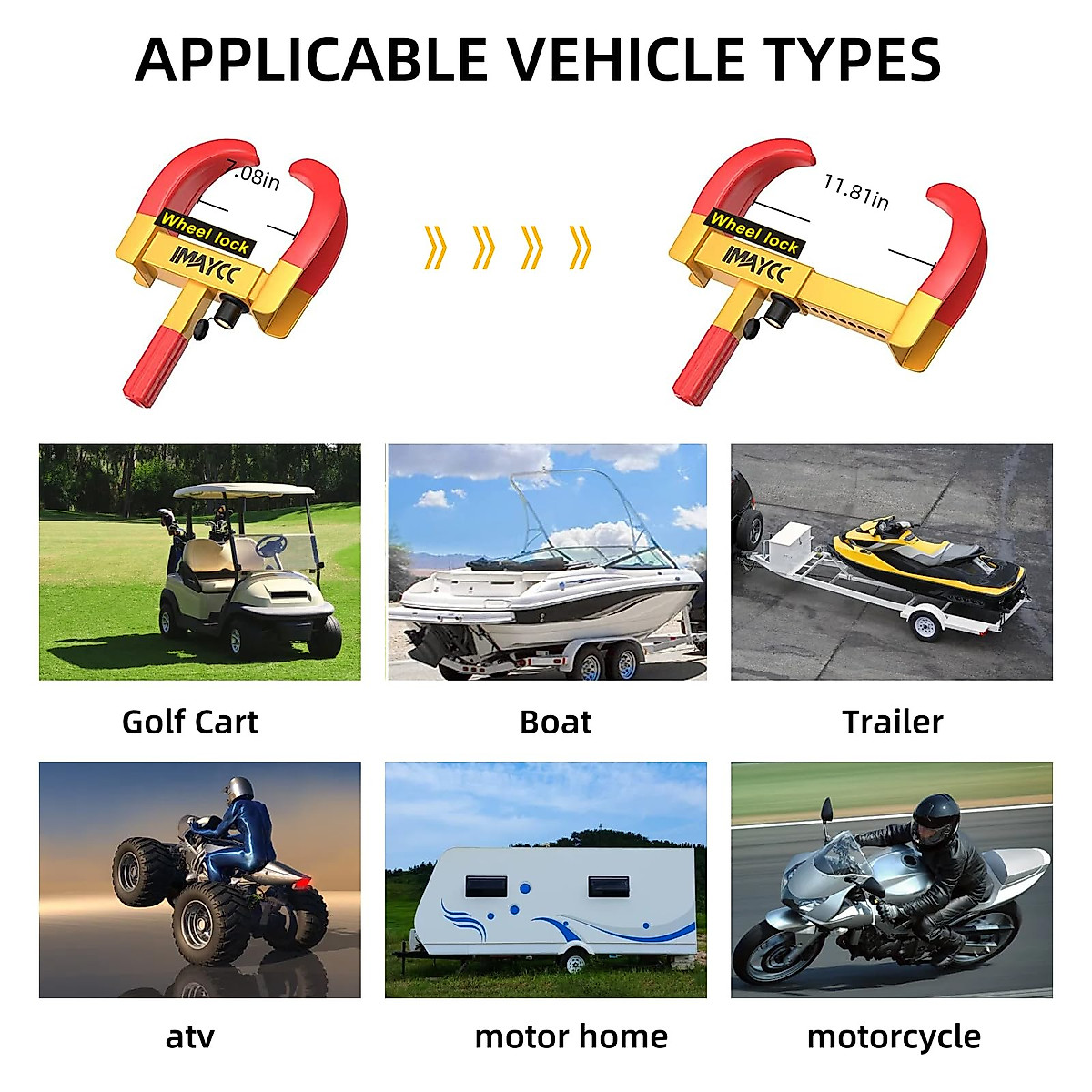 Universal Wheel Locks for Car and Trailer Tires - 2 Pack, Heavy Duty and Durable, DSPZGU Brand