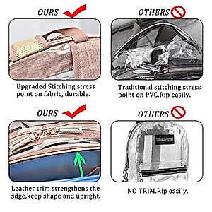 SOFARA 2pcs Clear Backpack for School Stadium Approved Transparent Bookbag See Through Student Teen (Rose Gold)