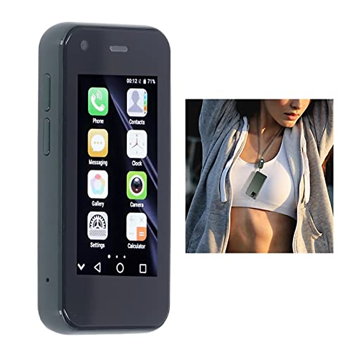 LJCM Mini Smartphone, Small Mobile Phone 2MP Front Camera and 5MP Rear Camera 4 Cores 1GB RAM 8GB ROM Dual Card Dual Standby, for Photography 1580mAh (Dark Green)