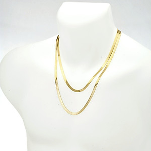 metaltree98 Fashion Born to Shiny 14K Gold Plated 5 mm 20" / 24" 2 PC Set Herringbone Chain Necklace