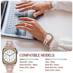 Goton Bling Silicone Band Compatible with Apple Watch 46mm 45mm 44mm 42mm 41mm 40mm 38mm Series 10 9 8 7 6 5 4 3 2 SE Women, Glitter Strap Accessories