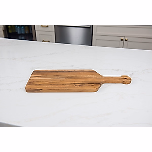 Lipper International Teak Wood Edge Grain Kitchen Paddle Board for Serving, Large, 20" x 8" x 3/4"