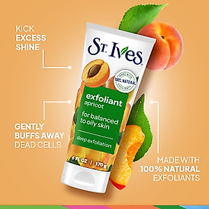 St. Ives Fresh Skin Apricot Face Scrub, Deep Exfoliator Skin Care for Clean, Glowing Skin, Oil-free Facial Scrub Made with 100% Natural Exfoliants, 6 oz, 4 Pack