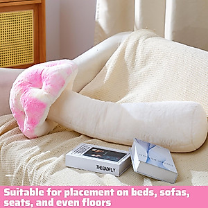 HunnmingRe 39.4'' Mushroom Body Pillow Long Plush Mushroom Shaped Pillow Cute Sleeping Hugging Pillow Stuffed Giant Mushroom Body Pillow for Christmas Birthday Gift Car Sofa Home Decoration