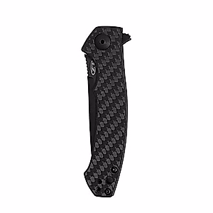 Zero Tolerance 0450CF; Folding Knife with 3.25” DLC-Coated S35VN Stainless Steel Blade, All-Black Carbon Fiber and Titanium Handle Scales, KVT Ball-Bearing Opening, Frame Lock, Pocketclip; 2.45 OZ.