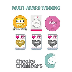 Cheeky Chompers Neckerchew Teething Bib (Preppy Stripes), 2-in-1 Bandana Style Dribble Bib w/Food Grade Silicone Teether, Baby & Toddler, Innovative Dimple Design Soothes Gums, 3-Layer Absorbent Bib