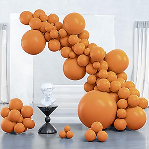 PartyWoo Burnt Orange Balloons 127 pcs Orange Balloons Different Sizes Pack of 36 18 12 10 5 Inch Terracotta Balloon Garland Arch Kit for Thanksgiving Halloween Fall Party Decorations Orange-F53