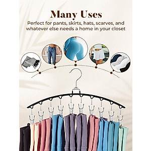 HOUSE DAY Legging Organizer for Closet, Metal Yoga Pants Hanger 2 Pack w/10 Clips Holds 20 Leggings, Space Saving Hanger Closet Organizers and Storage, Clips Hanger for Pants, Skirts, Hats, Black