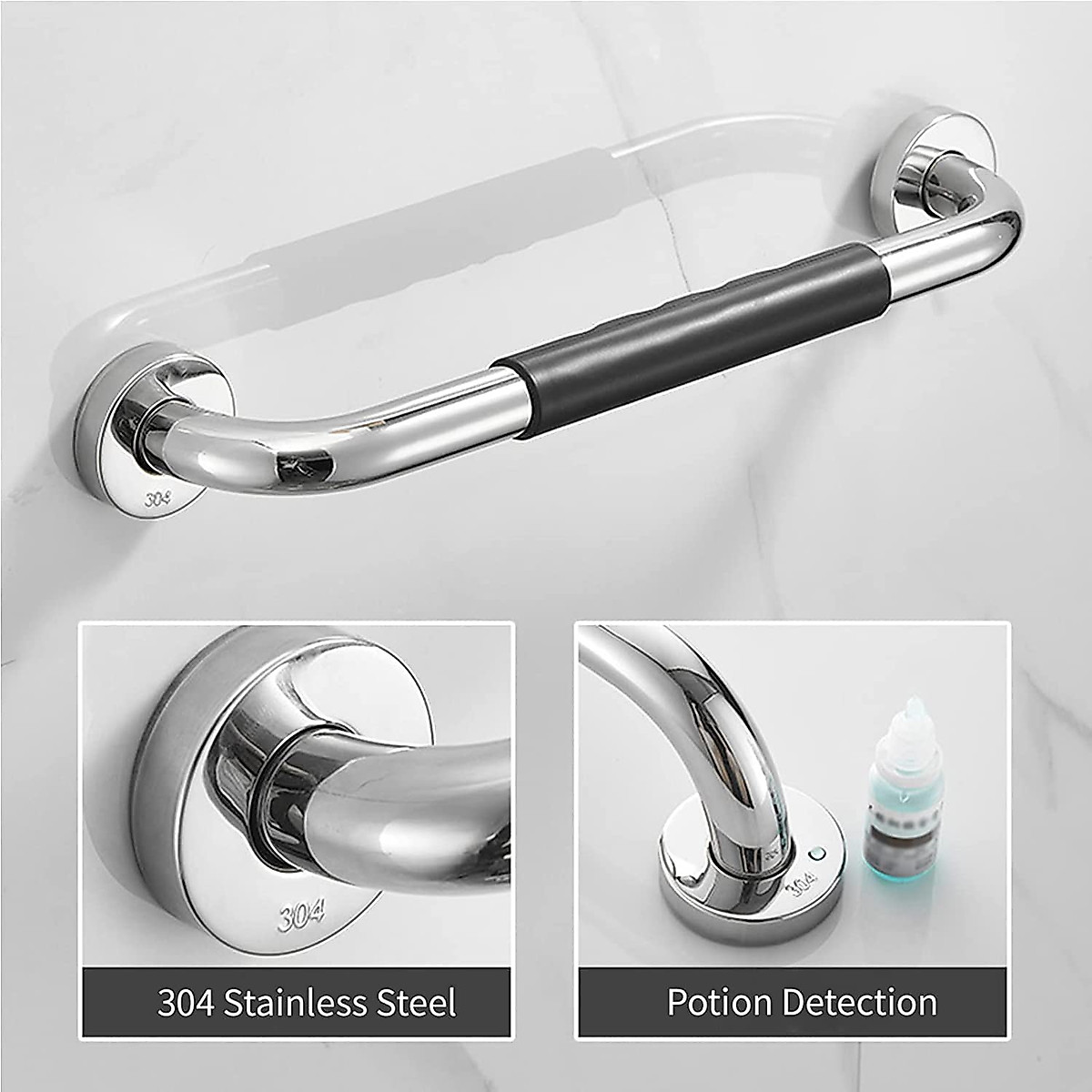 Top hacker Bathroom Grab Bar Stainless Steel Bath Grab Rail Shower Safety Handrail Anti Slip Rubber Grip Balance Bar Handle for Elderly Disabled Children Kitchen Toilet (Size : 11.8Inch)