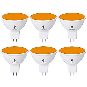 6 Pack BlueX LED MR16 Orange Light Bulb - 4W (40Watt Equivalent) - GU5.3 Bi-Pin Base 12V Orange LED Orange Bulb, Party Decoration, Porch, Home, Holiday Lighting, Decorative Illumination MR16 LED Bulb
