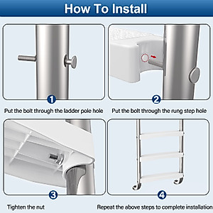 Goovilla Pool Ladder Steps Replacement, (6-Pack) 18" Universal Heavy-Duty Molded Plastic Swimming Pool Ladder Rung Step with 12 PCS Stainless Steel Bolts for Inground and above Ground Pools, White