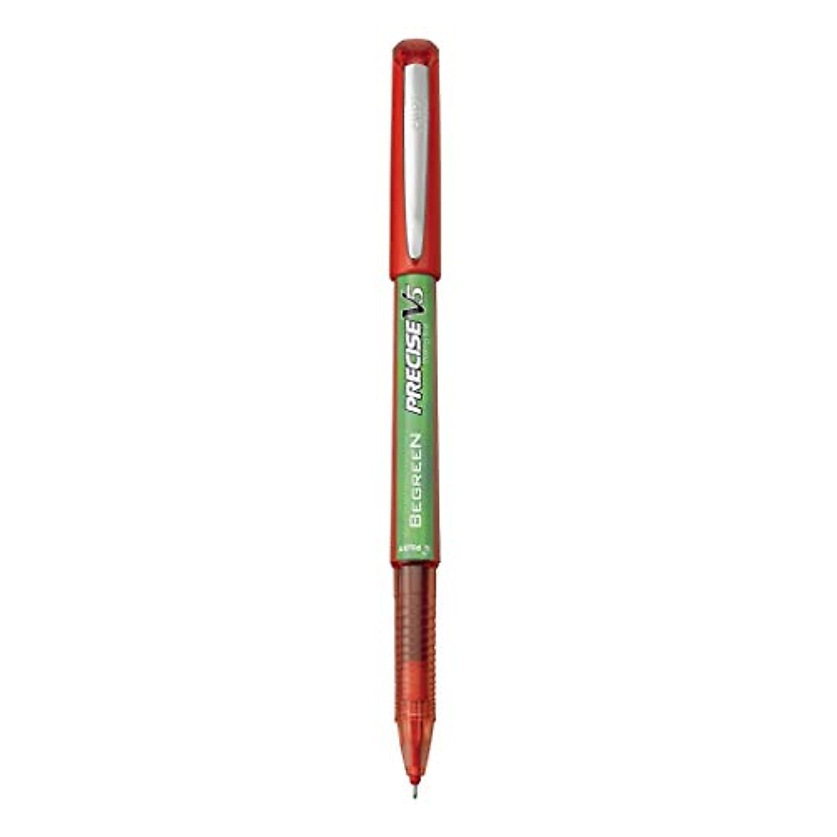 PILOT Precise V5 BeGreen Liquid Ink Rolling Ball Stick Pens, Extra Fine Point (0.5mm) Red Ink, 12-Pack (26302)