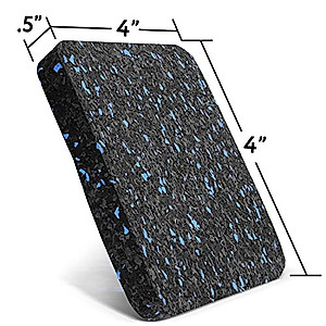 [6 Pack] Exercise Equipment Mat 4" x 4" x 0.5" Pads - Treadmill Mat for Carpet Protection - Protective Anti-Slip Treadmill Pad for Hardwood Floors & Carpets - Home Gym Accessories - Protect Floors