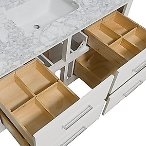 Kitchen Bath Collection Helsinki 48-inch Floating Bathroom Vanity (Carrara/White): Includes White Cabinet with Carrara Countertop and White Ceramic Sink