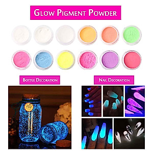 COKOHAPPY UV & Black Light Face & Body Neon Fluorescent Paint Kit (7/0.34oz), 12 Colors Glow In The Dark Pigment Powder with All Accessories Included