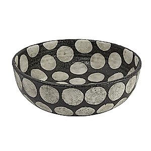Creative Co-Op Terracotta Wax Relief Dots, Black and Natural Decorative Bowl