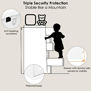 BOTLOG White 6 Drawer Dresser, Dresser for Bedroom with Trapezoidal Design, Chest of Drawers for Bedroom, Wood Tall Dresser for Closet with Large Organizer for Living Room, Hallway, Entryway, White