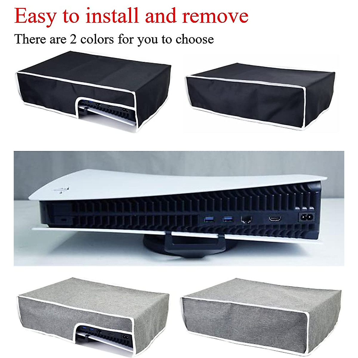 UCARE Dust Cover Compatible with Sony PS5 Console, Waterproof Dustproof Protector Storage Covers Replacement for PlayStation 5 Console Digital & Disk Version (Grey-A)