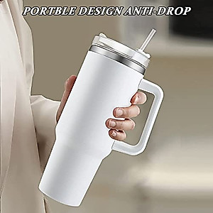 WENJING 40 oz Insulated Travel Mug, Stainless Steel Insulated Tumblers with Handle, Travel Mug for Hot and Cold Beverages, Sealed Stainless Steel Mug with straw & lid